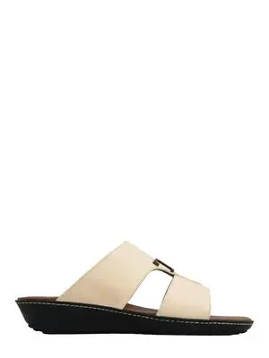 TOD'S Leather T-bar Wedge Sandals - Neutrals
