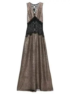 MIAU BY CLARA ROTESCU Sokar Lace-insert Glitter Maxi Dress - Gold