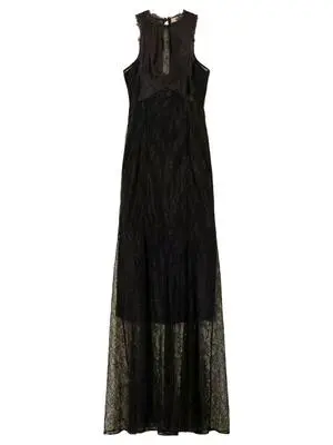 TWINSET Halter Lace-appliqué Maxi Dress - Black