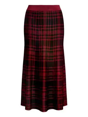 Polo Ralph Lauren A-line Plaid Midi Skirt - Red
