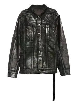 Rick Owens Jumbo Metallic-effect Denim Jacket - Black