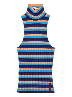 Sunnei High-neck Striped Top - Blue