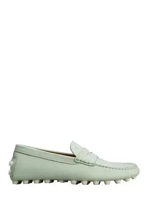TOD'S Pebble-detail Leather Loafers - Green