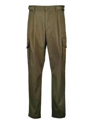 Moncler Pleated Trousers With Logo Patch - Green
