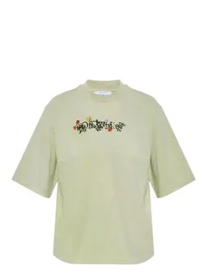 Off-White Floral Embroidered T-shirt - Green