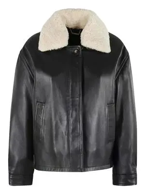 Seventy Shearling-collar Leather Jacket - Black