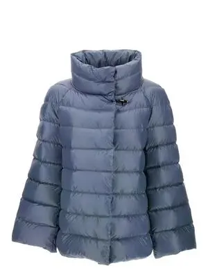 FAY Funnel-neck Quilted Coat - Blue