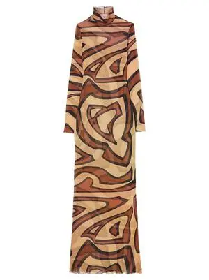Emilio Pucci Labirinto-print Turtleneck Maxi Dress - Neutrals