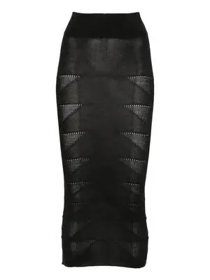 Rick Owens Geometric-pattern Wool Mid-length Skirt - 9