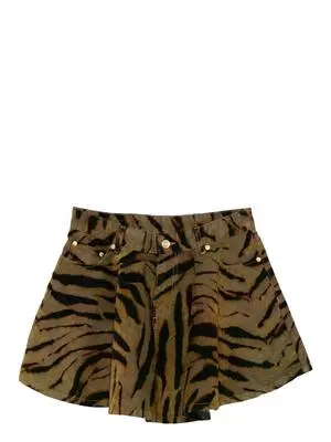 GANNI Tiger-print Mini Skirt With Pockets - Brown