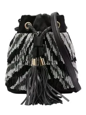 Emilio Pucci Beaded Fringe Bucket Bag - Black