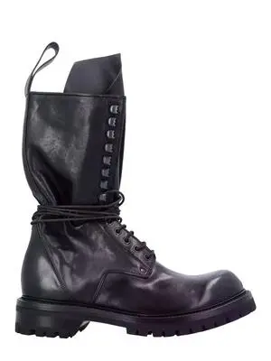 Rick Owens Lace-up Leather Boots - Black