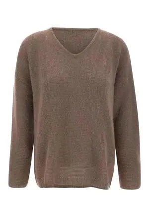 Hemisphere V-neck Jumper - Brown