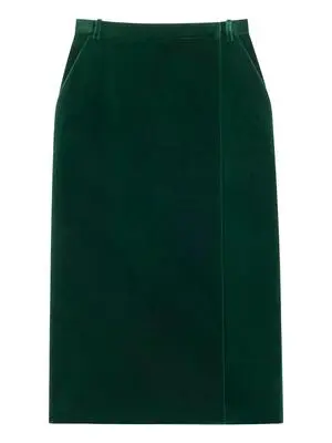 Saint Laurent Velvet Midi Skirt - Green