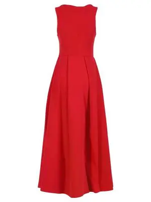 Emporio Armani Pleated Sleeveless Midi Dress - Red