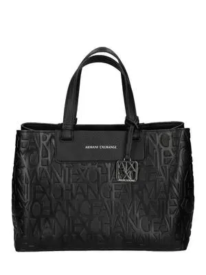 Armani Exchange Allover Logo Tote - Black