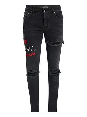 Amiri D-club Applique Distressed Skinny Jeans - Dusk Black