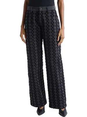 DIOTIMA Stulla Geometric Embroidered Wide-leg Jeans - Washed Black