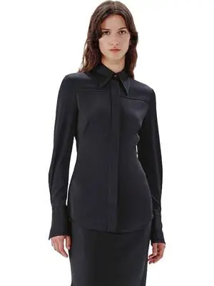 Another Tomorrow Bias Seamed Shirt - Black