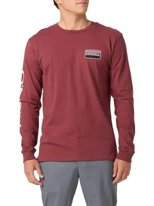 O'Neill Banner Long Sleeve Cotton Graphic T-shirt - Oxblood Red