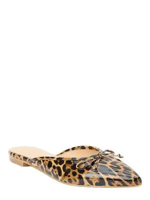 Matisse Pointed Toe Mule With Bow Detailing - Leopard Print