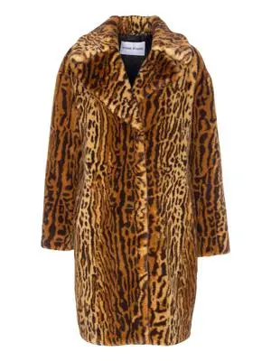 STAND STUDIO Camille Leopard Print Coat - Beige
