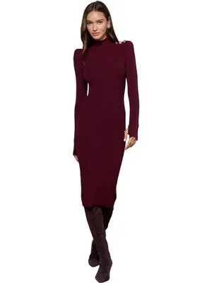 L'Agence Larelle Midi Dress - Dark Port/gold