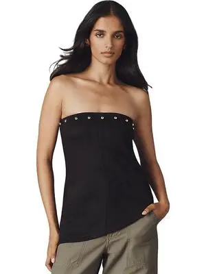 Anthropologie Faux-suede Asymmetrical Tube Top - Black