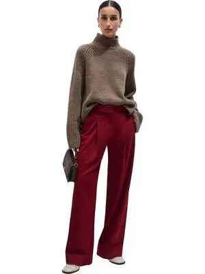 ME+EM Wide Leg Tailored Pants - Ultra Red