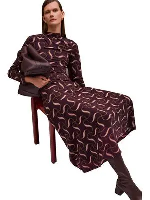 ME+EM Twisted Ribbon Print Maxi Dress - Burgundy Multi