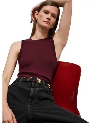 ME+EM Slim Merino Cashmere Vest - Deep Ruby Red