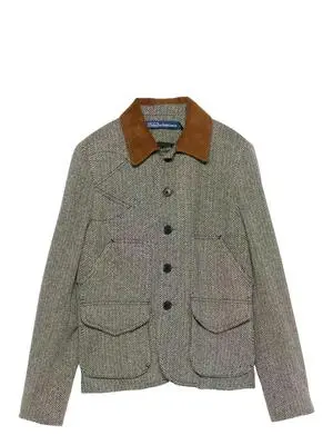 Polo Ralph Lauren Suede-trim Herringbone Jacket - Black