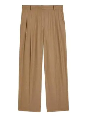 Khaite August Pleated Wool-blend Trousers - Brown