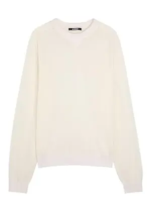 Jacquemus Logo-embroidered Fine-knit Jumper - Off White