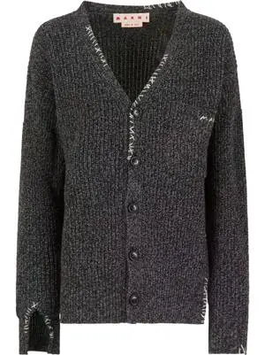 Marni V-neck Logo-embroidered Cardigan - Grey