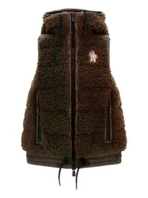 Moncler Hooded Fleece Vest - Brown