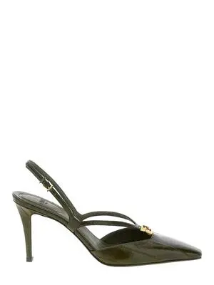 Fendi 85mm Ffold Slingback Pumps - Green