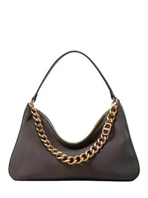 TWINSET Chain-embellished Suede Shoulder Bag - Grey