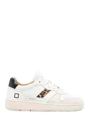 D.a.t.e. Leopard-print Panel Sneakers - White