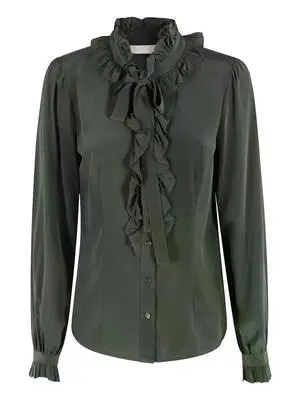 Ulla Johnson Ruffled Silk Blouse - Green