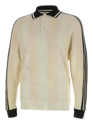 Adidas Polo Neck Stripe-detail Sweater - Neutrals
