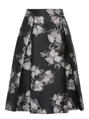 Malìparmi Pleated Floral-print Midi Skirt - Black