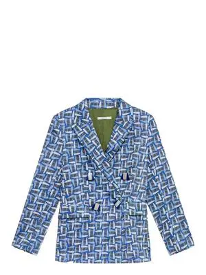 Malìparmi Geometric-print Double-breasted Blazer - Blue