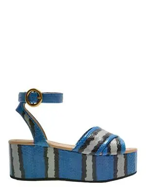 Malìparmi Striped Platform Sandals - Blue