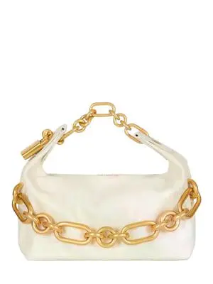 Balmain Mini Sync Padlock Chain Tote Bag - White