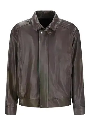 Calvin Klein Paneled Leather Jacket - Brown