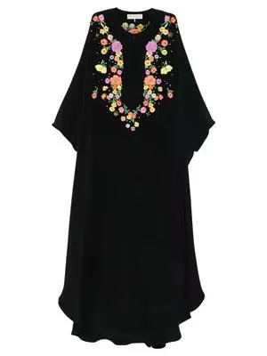 Emilio Pucci Floral-embroidered Maxi Dress - Black