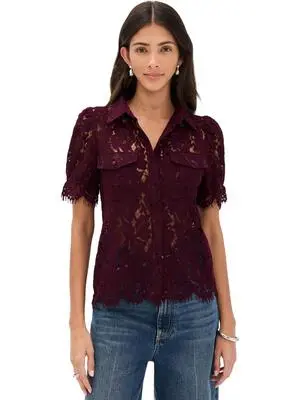 Generation Love Mina Lace Shirt - Malbec