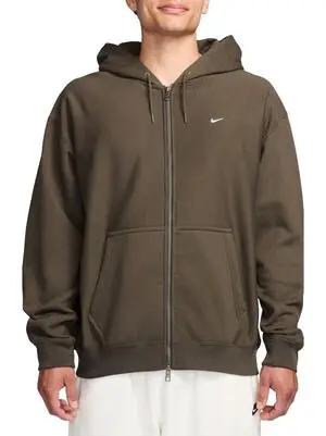 Nike Life Fleece Full-zip Hoodie - Dark Hazel/white
