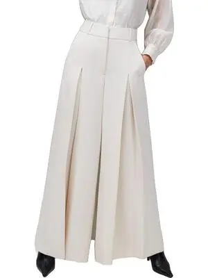 RO&ZO Pleated Wide Leg Trousers - Cream